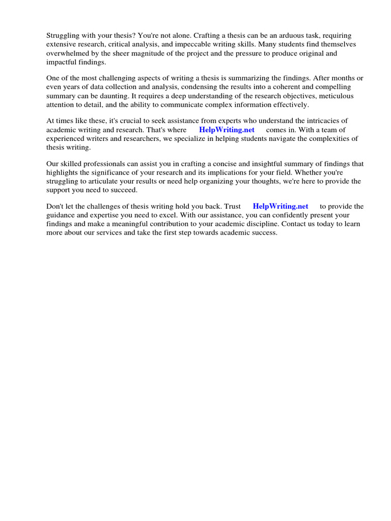 Sample Thesis Summary of Findings | PDF | Thesis | Memorandum