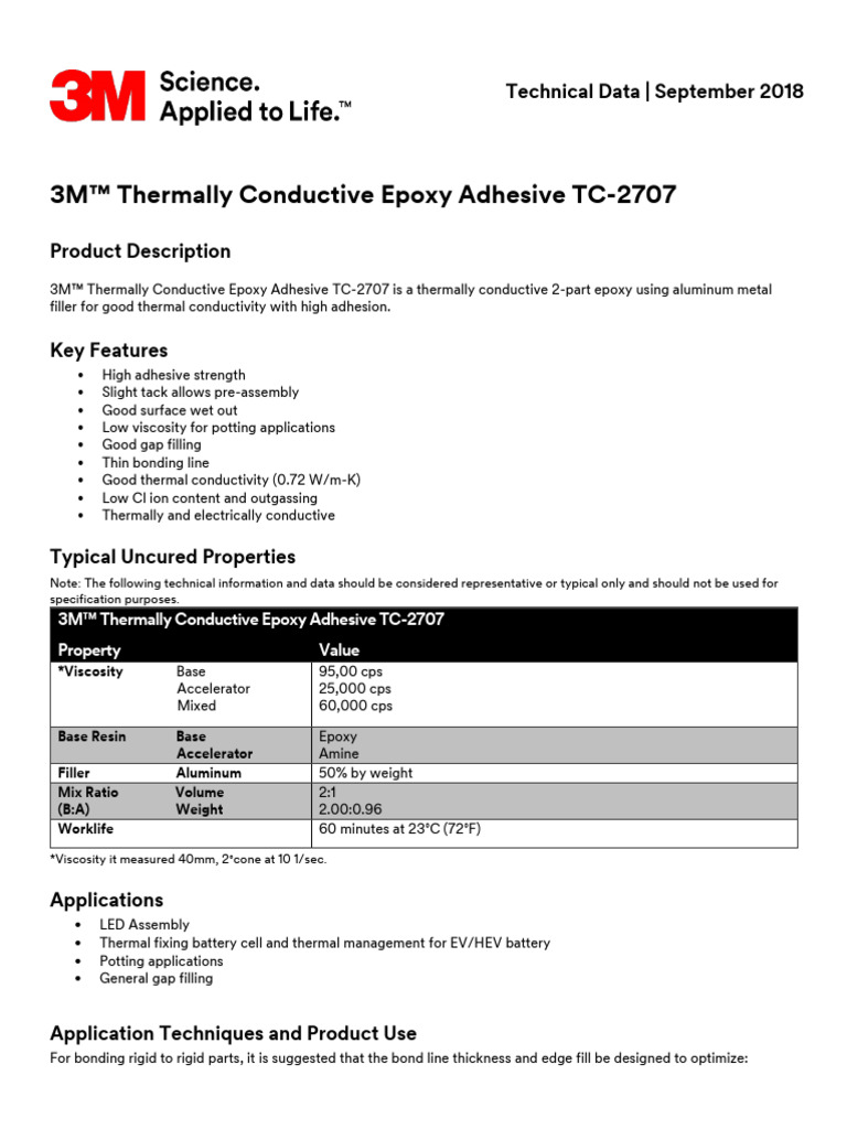 3M TC-2707-TDS | PDF | Epoxy | Electrical Conductor