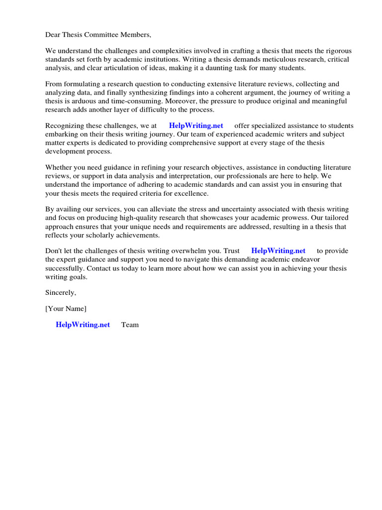 Letter To Thesis Committee Members | PDF | Committee | Thesis