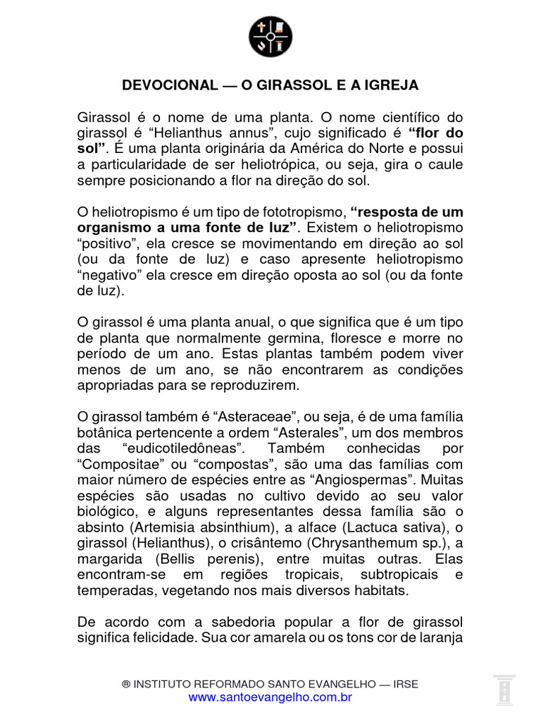 Devocional - o Girassol e A Igreja | PDF