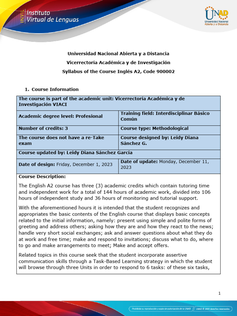 English A2 Course Syllabus | Download Free PDF | English Language ...