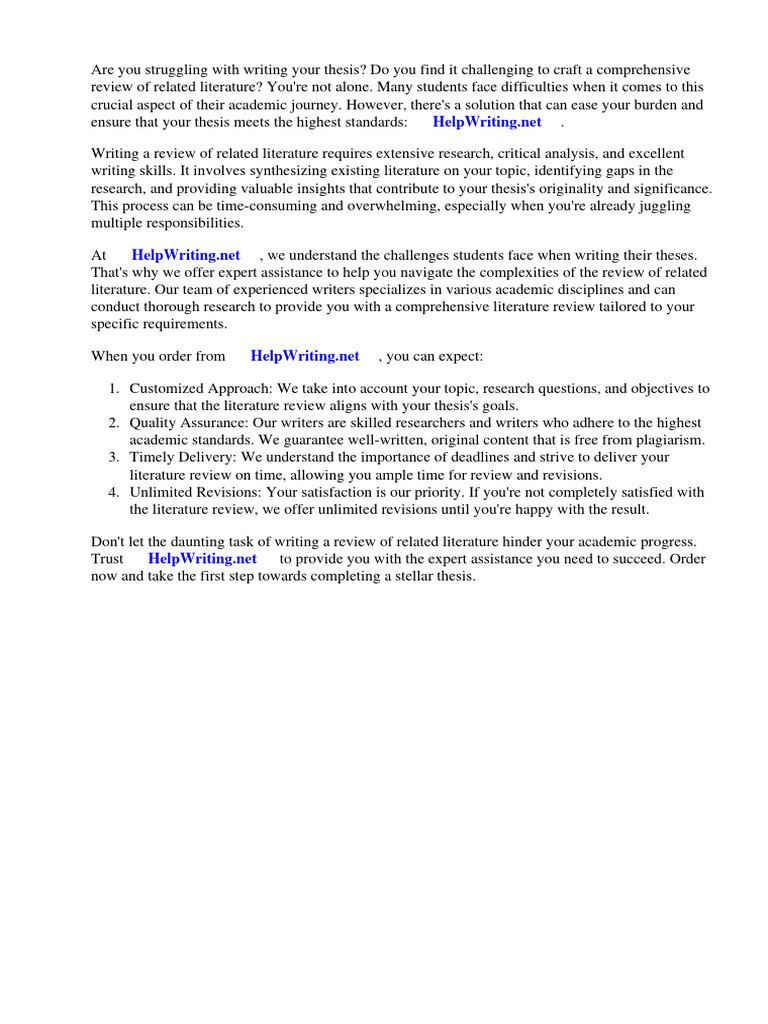 Expert Thesis Literature Review Help | PDF | Essays | Thesis