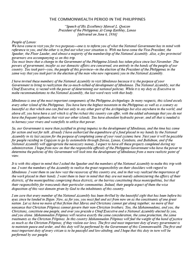 The Commonwealth Period in The Philippines | PDF
