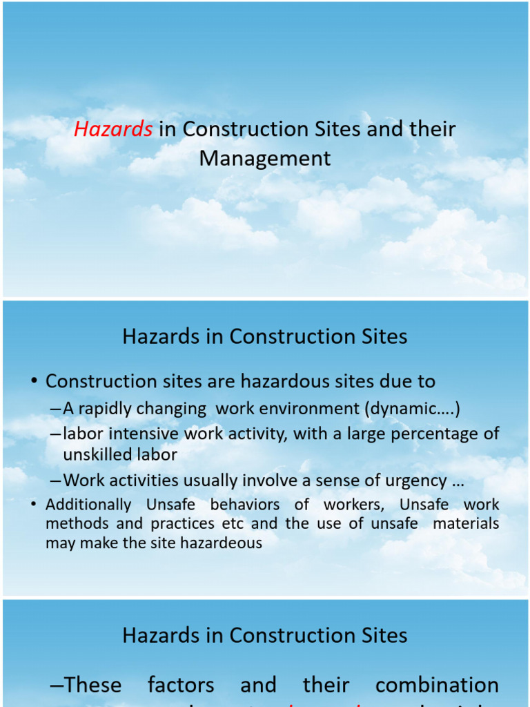 5 Hazards in Construction Sites and their Management 1 | PDF | Hazards ...