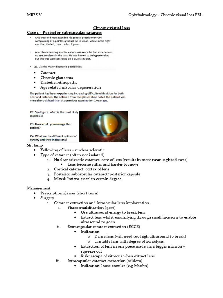 Ophthalmology - Chronic Visual Loss PBL Case 3 | PDF