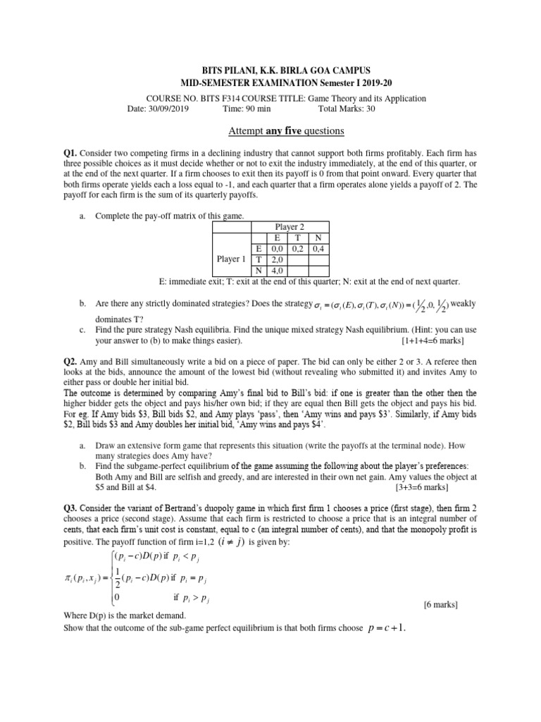 BITS F314 - Mid Sem - Q | PDF