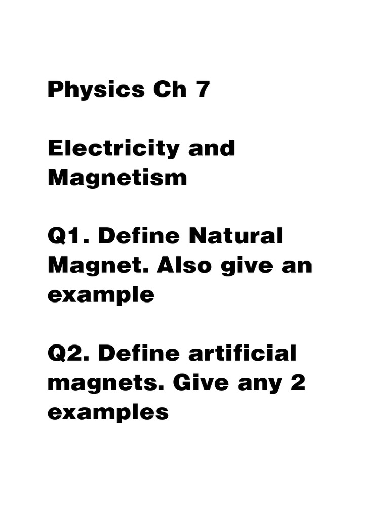 Physics Class 7 Electricity and Magnetism | PDF