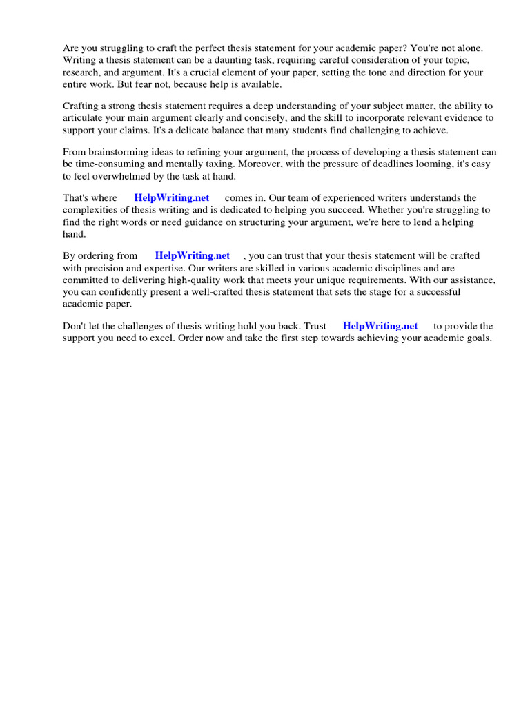 Select the Best Thesis Statement | PDF | Essays | Thesis