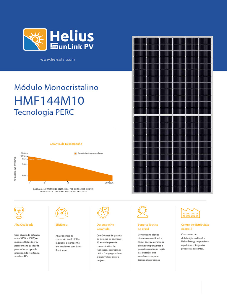 Datasheet Módulo Fotovoltaico Osda Mfvhe Mo 144 550W | PDF