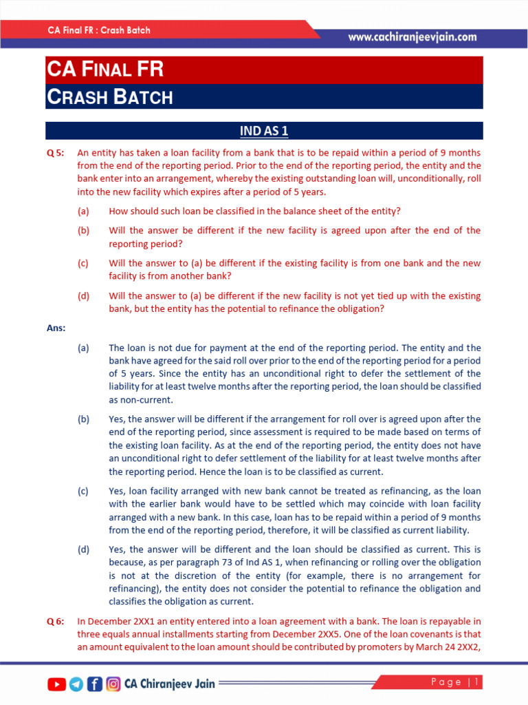 Ind As 1 | Download Free PDF | Loans | Refinancing