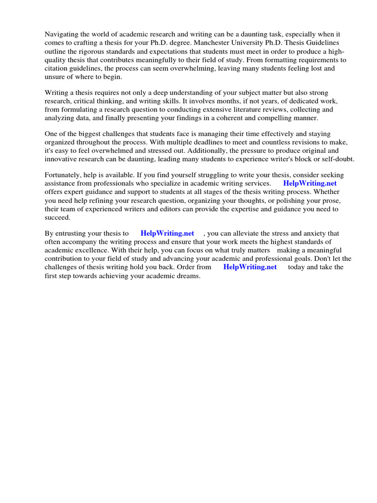 Manchester University PHD Thesis Guidelines | PDF | Thesis | Books