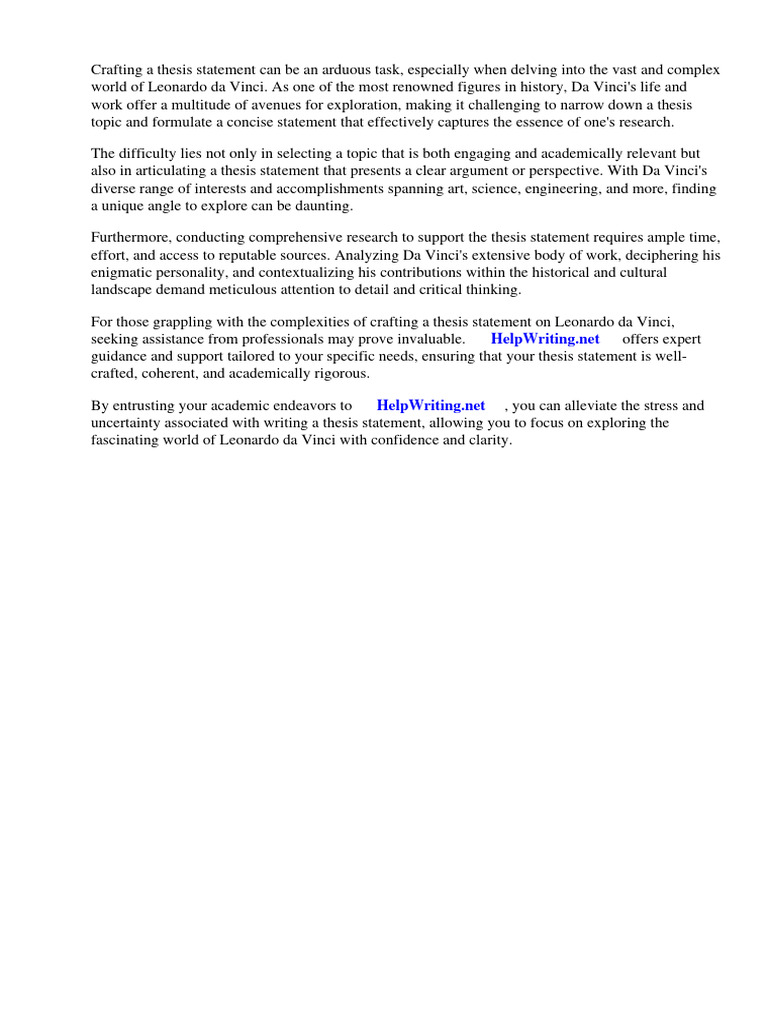 Good Thesis Statement For Leonardo Da Vinci | PDF | Leonardo Da Vinci