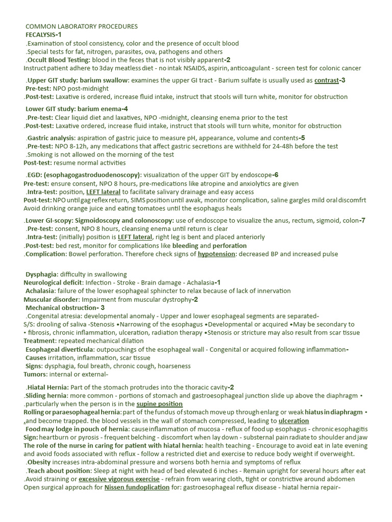 Common Laboratory Procedures | PDF | Gastroesophageal Reflux Disease ...