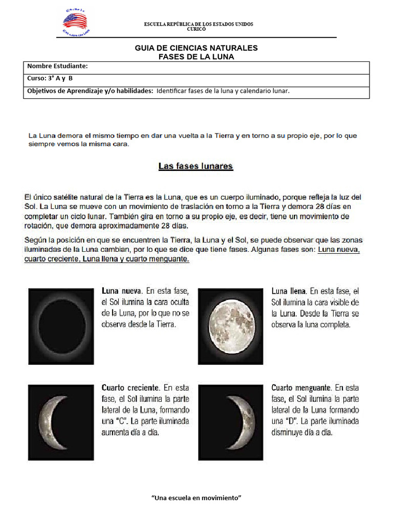 Guia Fases de La Luna | PDF | Ciencia y matemáticas
