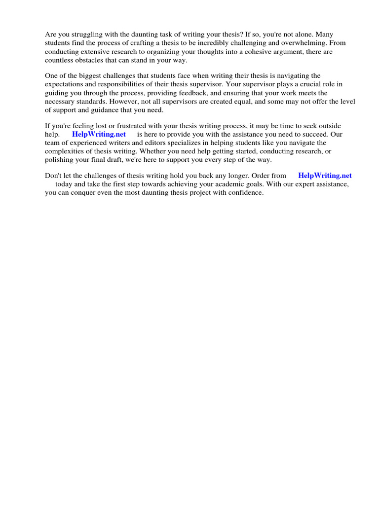 Thesis Supervisor Responsibilities | PDF | Thesis