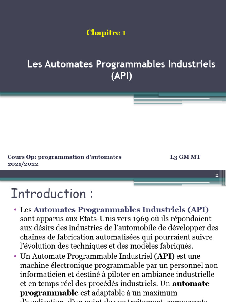 Introduction aux Automates Programmables | PDF | Automate programmable ...