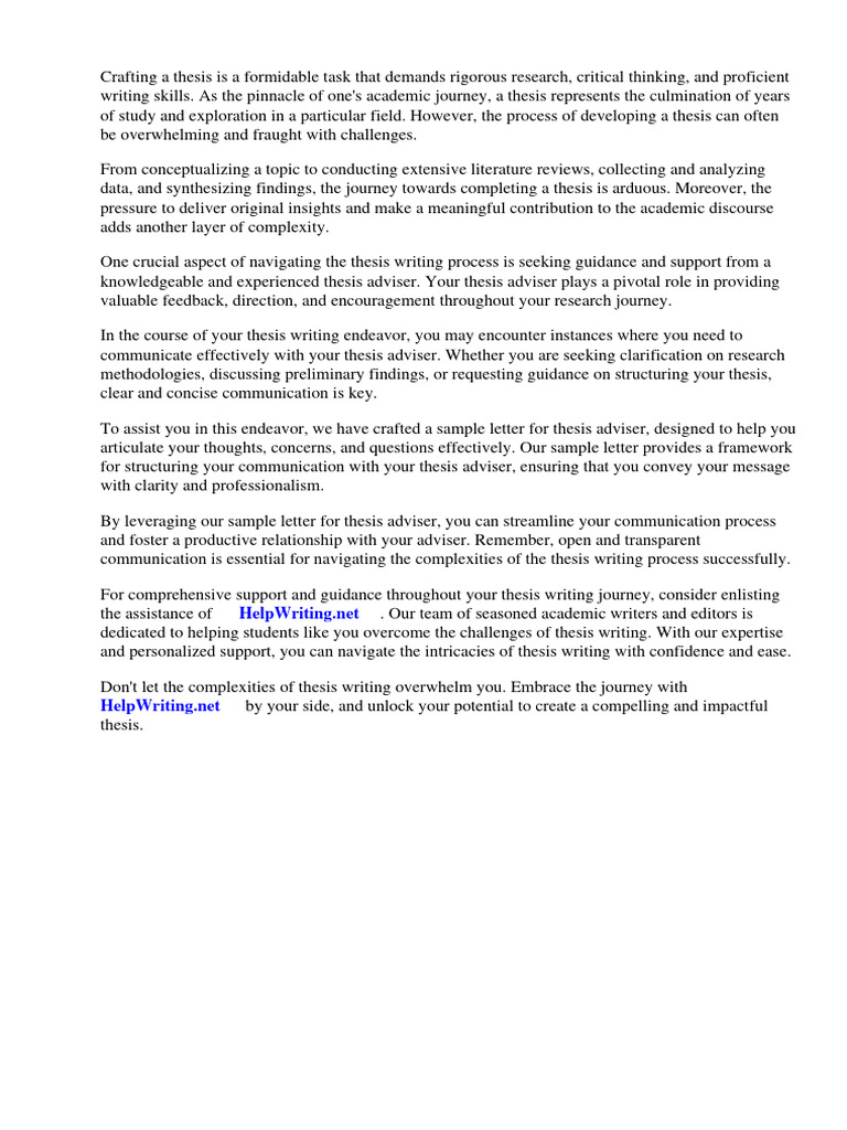 Sample Letter For Thesis Adviser | PDF | Thesis | Sampling (Statistics)