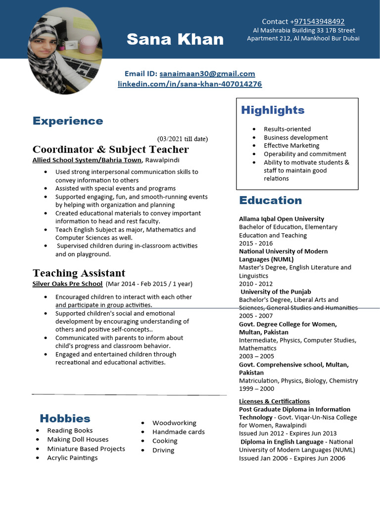 Sana Khan CV | PDF