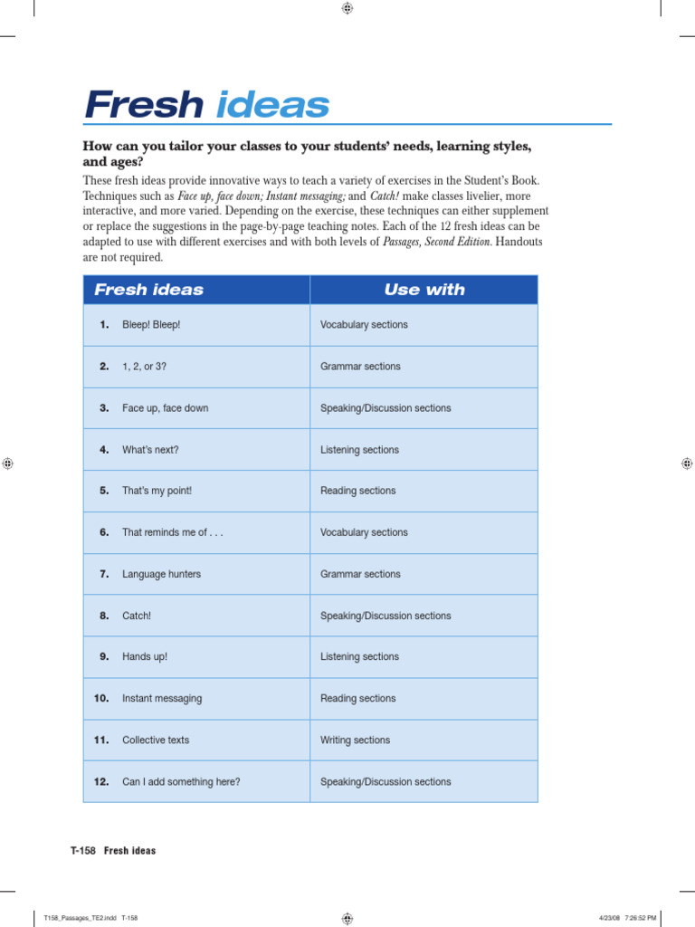 Passages 2 Fresh - Ideas | PDF | Vocabulary | Grammar