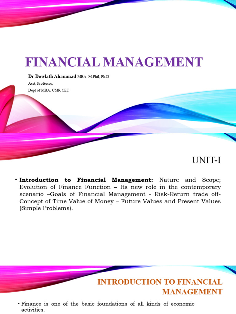 FM Unit - I | PDF | Present Value | Interest