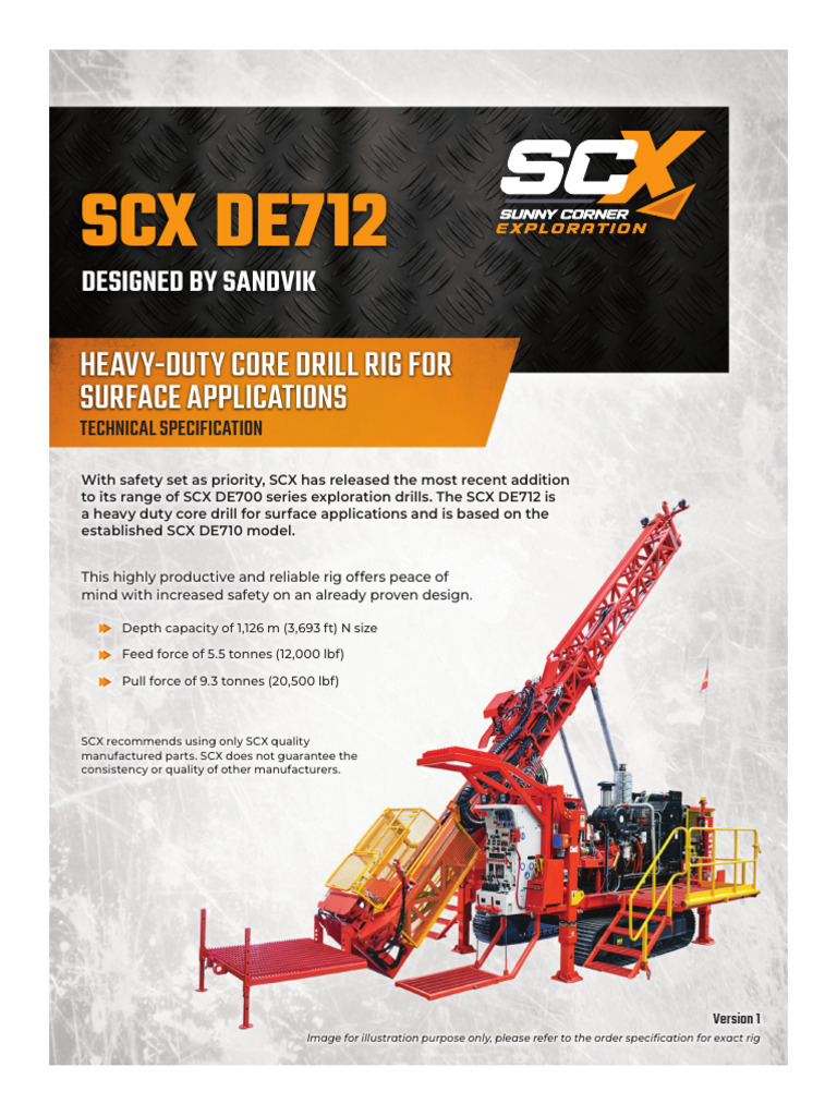 SCX DE712: Heavy-Duty Core Drill Rig For Surface Applications | PDF