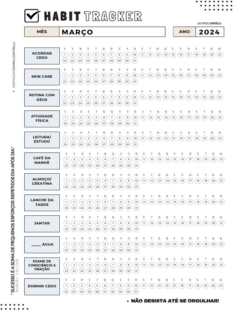 Março Habit Tracker | PDF
