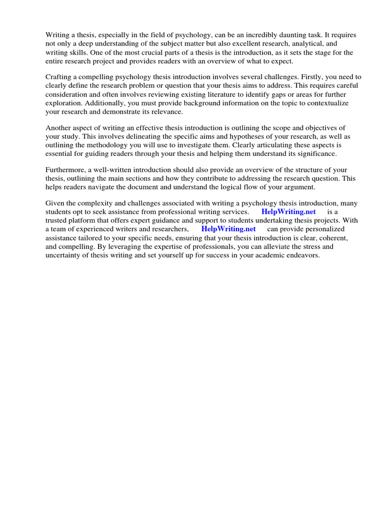 How to Write a Psychology Thesis Introduction | PDF | Psychology | Essays