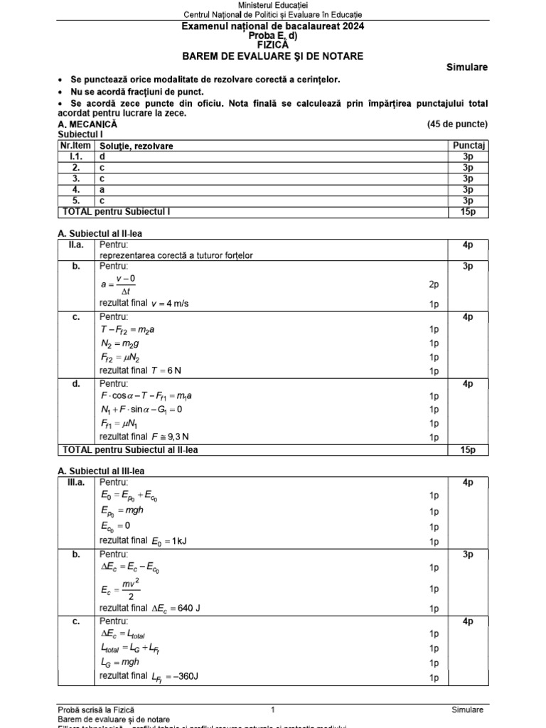 Barem Simulare 2024 | PDF