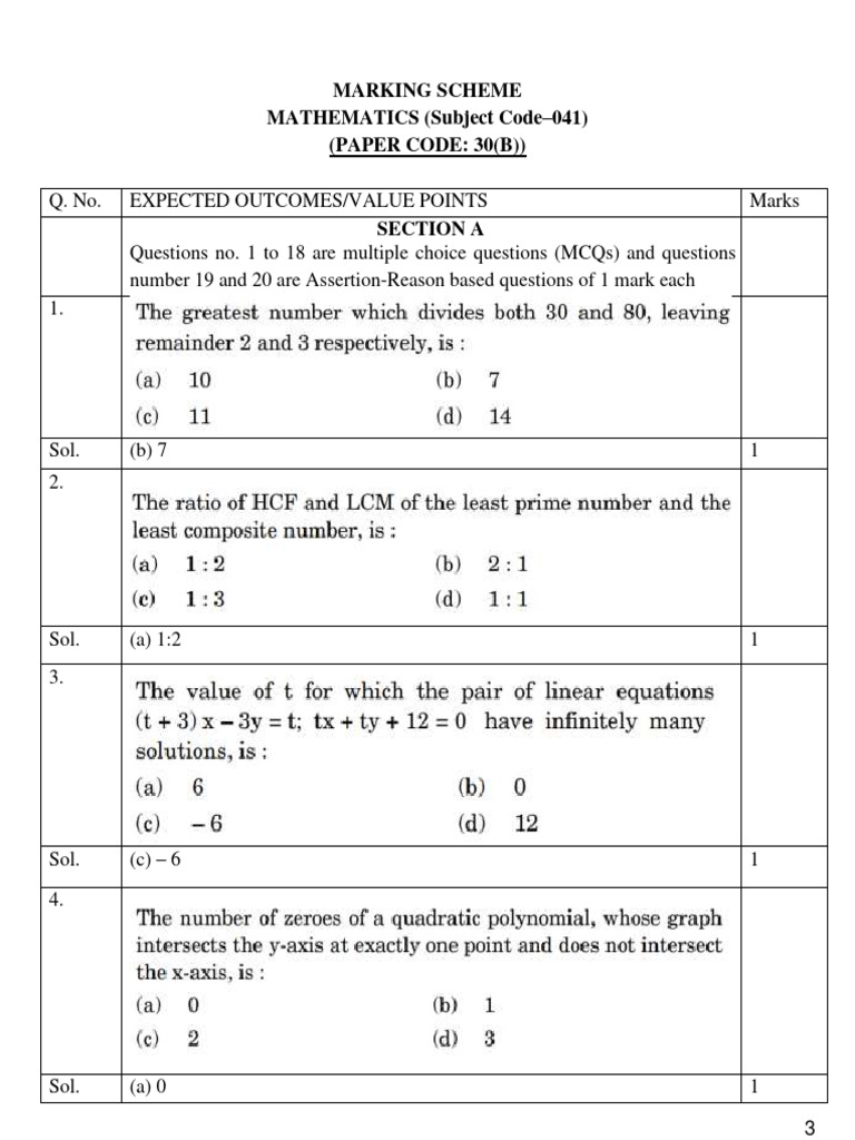 Mock Paper 01 Class X Maths Standard Answers | Download Free PDF ...