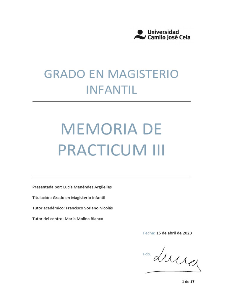 Lucia Menéndez - Memoria Practicum III | PDF | Evaluación | Salón de clases