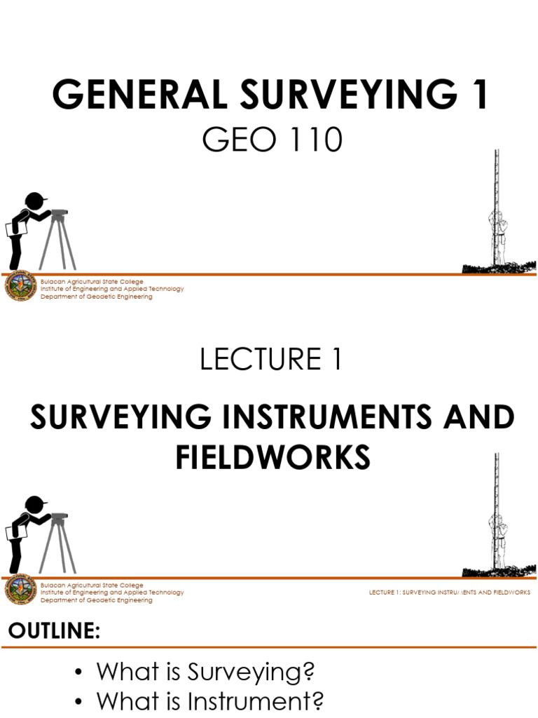 Geo 110 Lecture 1 Surveying Instruments and Fieldworks | PDF