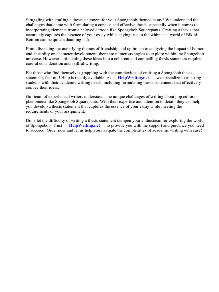 Spongebob Thesis Statement | PDF