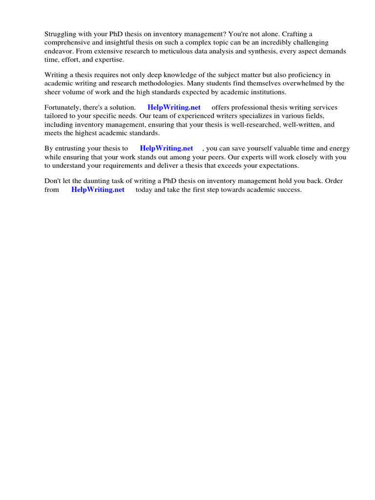 Phd Thesis on Inventory Management | PDF | Inventory | Thesis