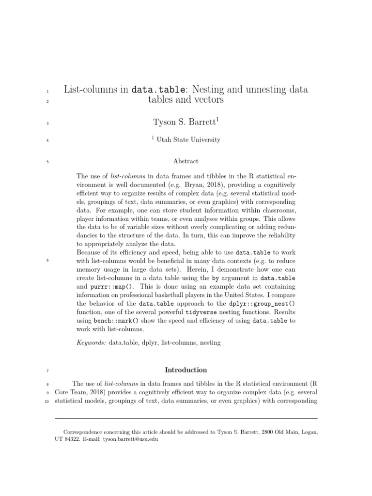 Data - Table: Nesting and Unnesting Data | PDF | Data | Information