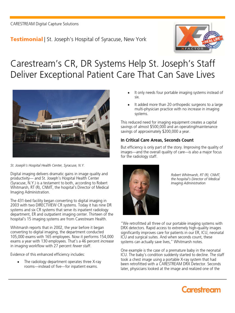ST Joseph CR DR Testimonial | PDF | Hospital | Mammography