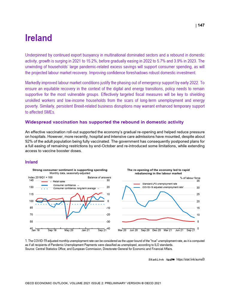 Ireland OECD Economic Outlook Dec 2021 | PDF