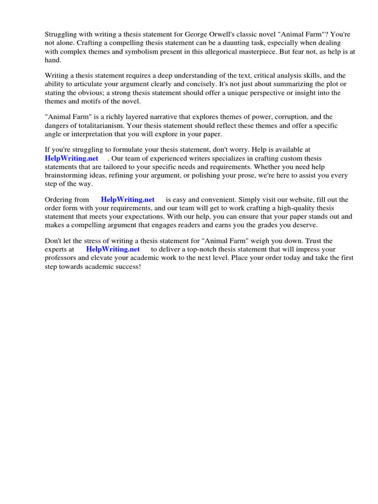 Thesis Statement Guide for Animal Farm | PDF