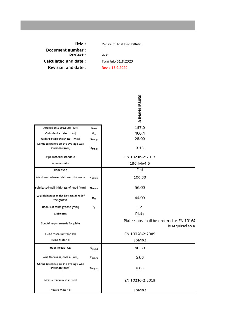 Pressure Test Data for VuC Project | PDF | Pipe (Fluid Conveyance ...