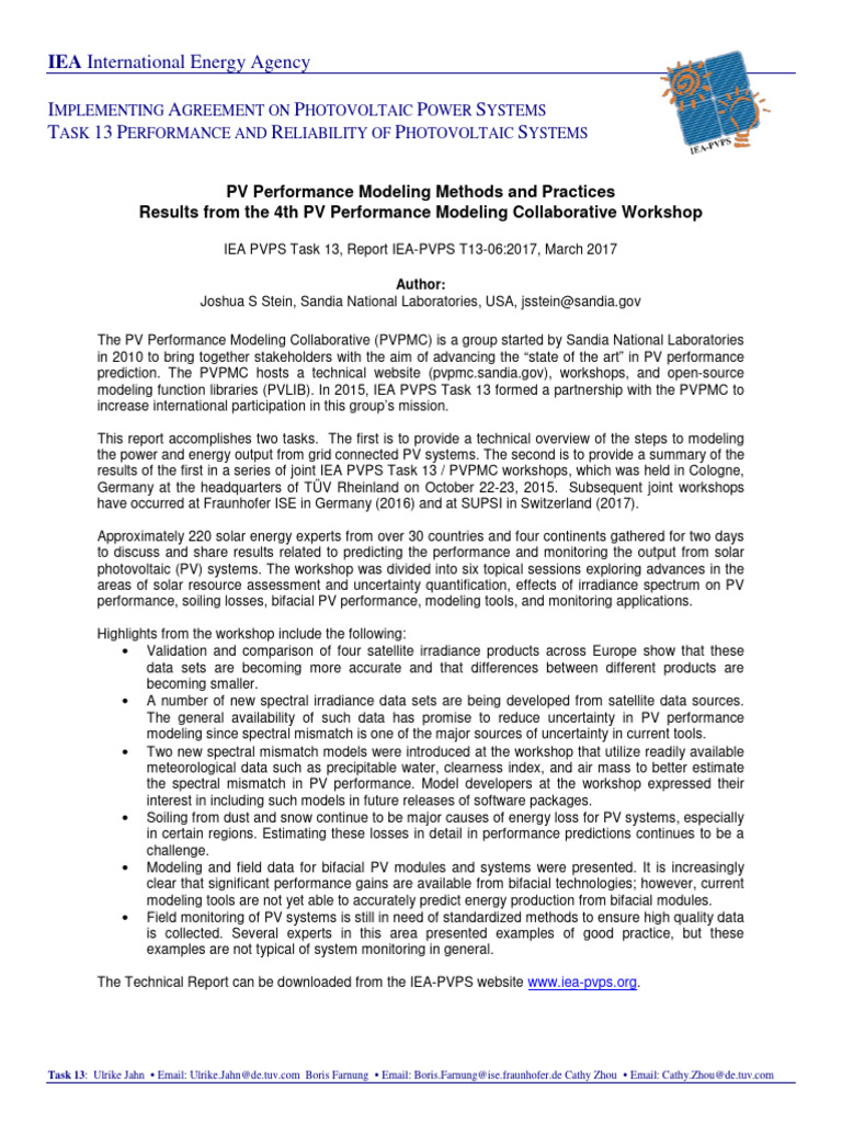 PV Performance Modeling Methods and Practices | PDF | Photovoltaics ...