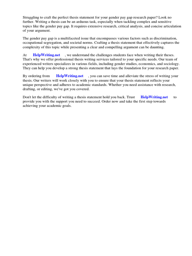 Thesis Statement For Gender Pay Gap | PDF | Gender Pay Gap | Sexism