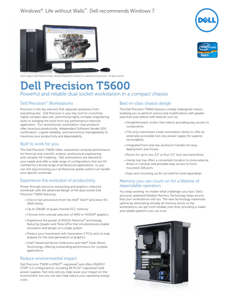 Dell Precision T5600 Spec Sheet | PDF