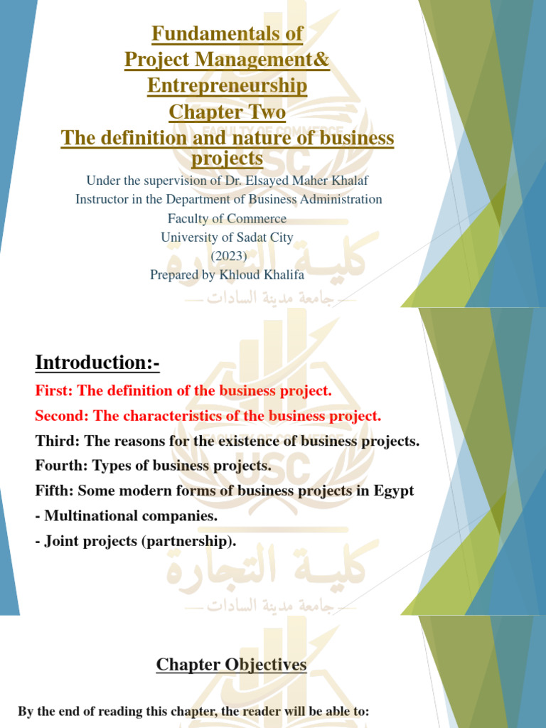 Fundamentals of Project Management& Entrepreneurship Chapter Two The ...