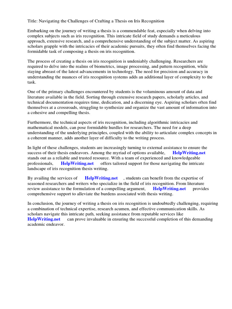 Thesis On Iris Recognition Pdf