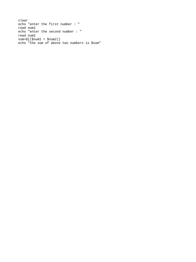 Add Two Numbers Shell Script | PDF Add Two Numbers Shell Script | PDF