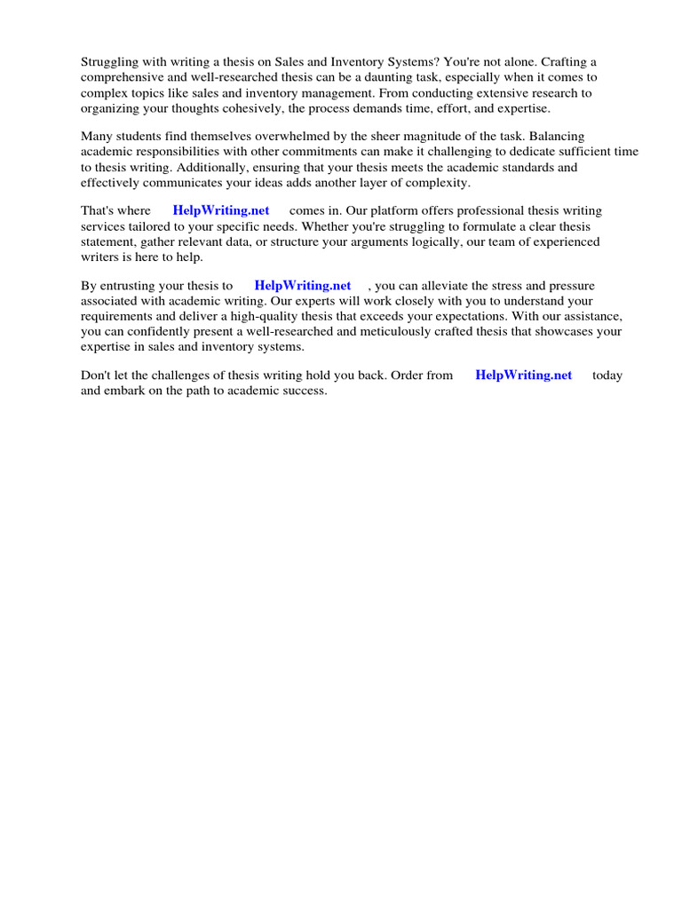 Sales and Inventory System Thesis | PDF