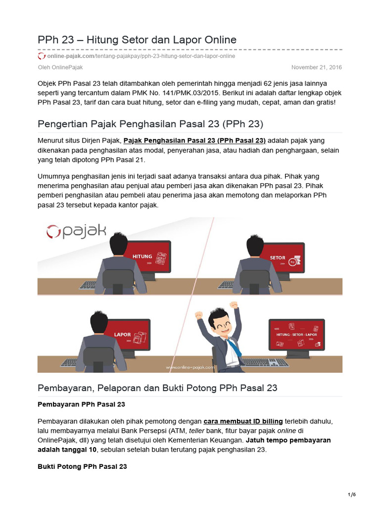 PPH 23 Hitung Setor Dan Lapor Online | PDF