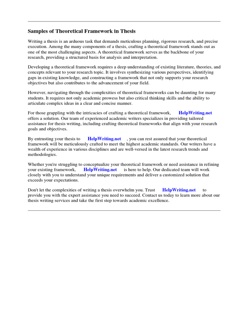 Samples Of Theoretical Framework In Thesis Download Free Pdf Theory