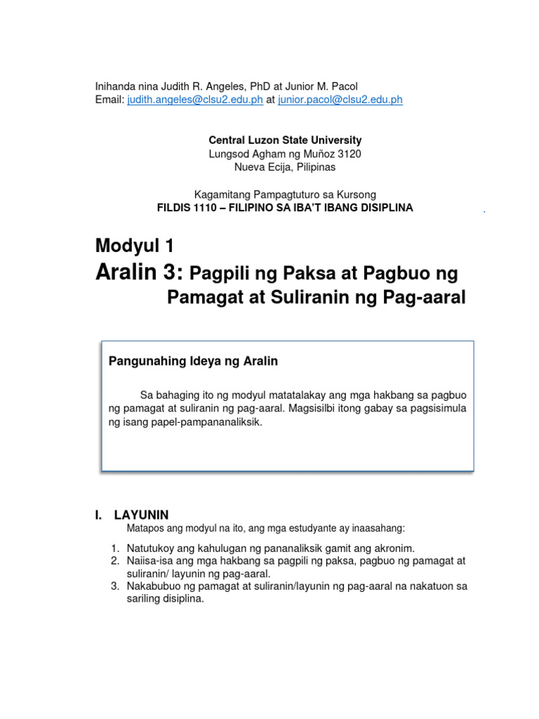 Fildis Aralin 3.ver1 | PDF