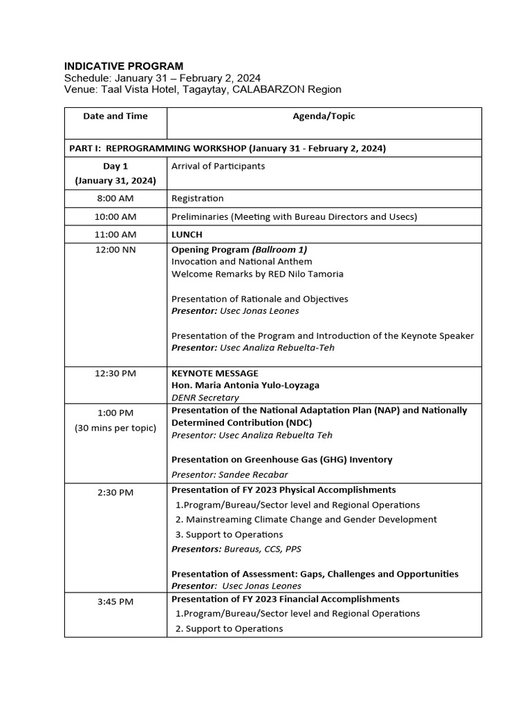 Indicative Program 01.29.24 1 | PDF | Natural Environment | Nature
