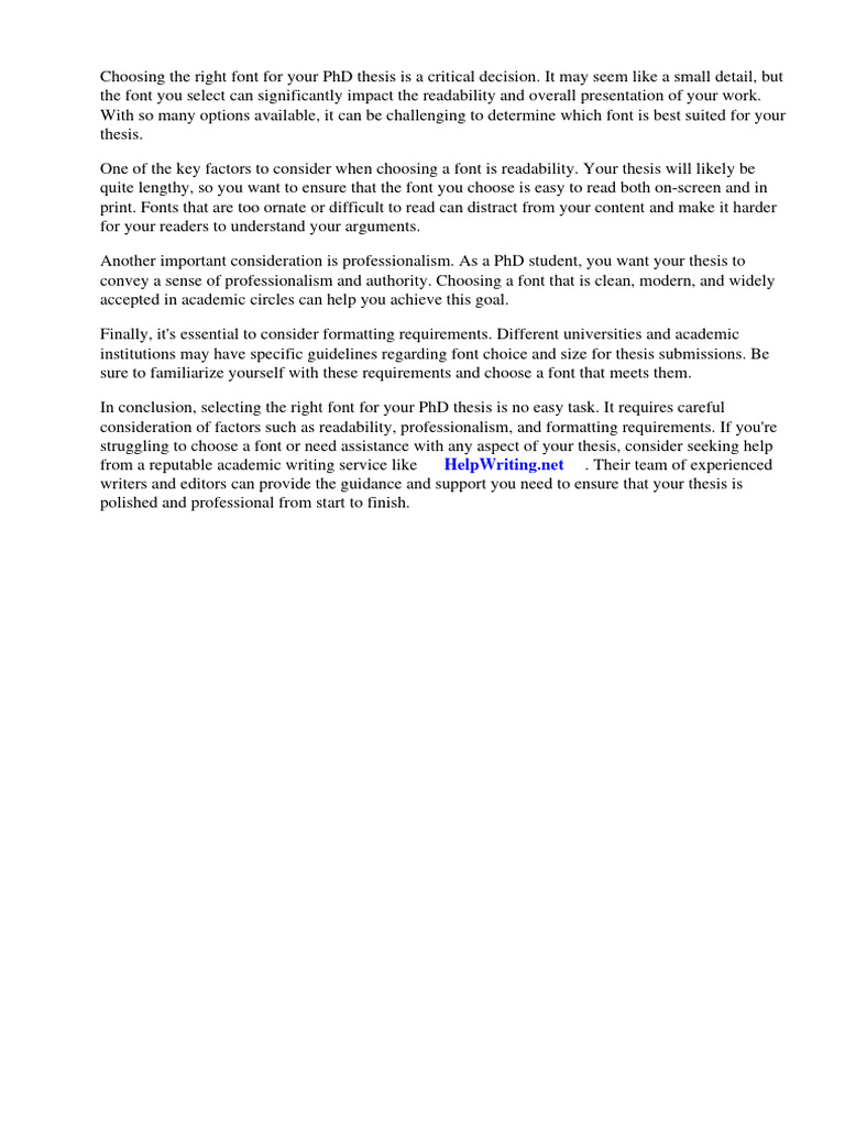 PhD Thesis Font Selection Guide | PDF | Thesis | Typefaces